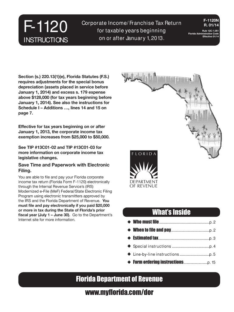 Fillable Online F-1120N. Instructions for Preparing Form F-1120 for the ...