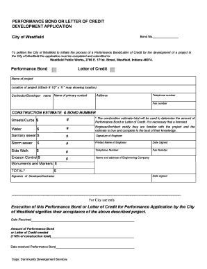Fillable Online PERFORMANCE BOND OR LETTER OF CREDIT DEVELOPMENT bb Fax ...