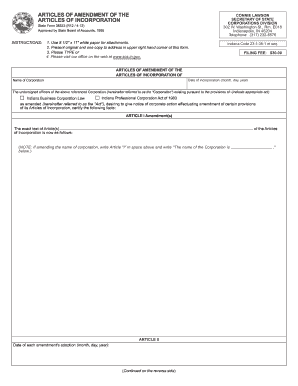 Fillable Online Articles of amendment of the articles of incorporation ...