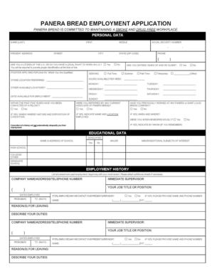 Panera Bread Application Pdf - Fill Online, Printable, Fillable, Blank ...