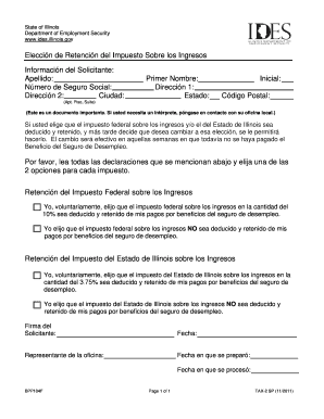 Fillable Online ides illinois Income Tax Withholding Election Spanish ...