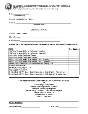 Fillable Online in INDIANA STATE DEPARTMENT OF HEALTH - IN.gov Fax ...
