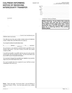 Fillable Online cdss ca CALFRESH INFORMING NOTICE OF RECEIVING ...