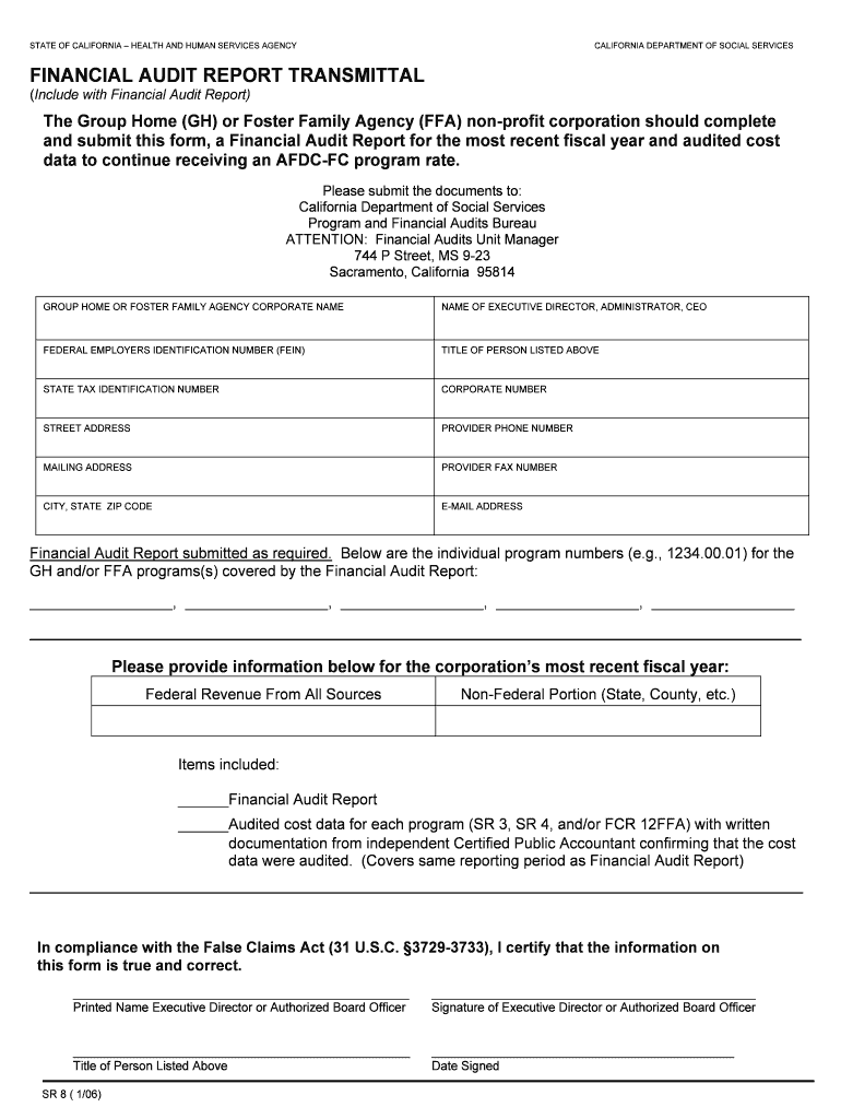 Fillable Online dss cahwnet SR 8.PDF Fax Email Print - pdfFiller