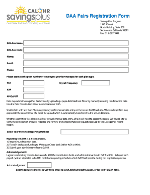 Fillable Online calhr ca DAA Fairs Registration Form - CalHR Fax Email ...