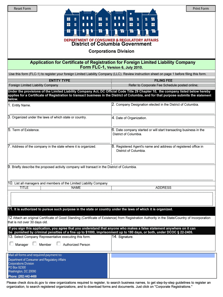 Fillable Online dcra dc Print Form District of Columbia Government ...