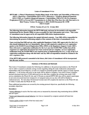 Fillable Online hptn Letter of Amendment Template Letter of Amendment ...