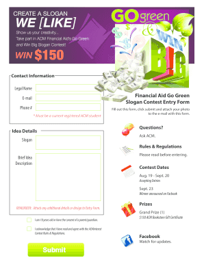 Fillable Online allegany ACM Financial Aid Slogan Contest Entry Form ...