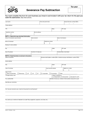 Fillable Online Form SPS. Severance Pay Subtraction Fax Email Print ...