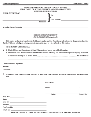 Fillable Online Order of Expungement Fax Email Print - pdfFiller