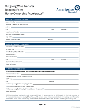 Fillable Online Outgoing Wire Transfer Request Form Home Ownership ...