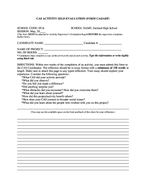 Fillable Online CAS ACTIVITY SELF-EVALUATION (FORM CAS/AEF) SCHOOL ...