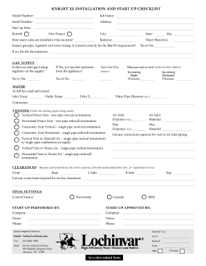 Fillable Online KNIGHT INSTALLATION AND START-UP CHECKLIST Fax Email ...