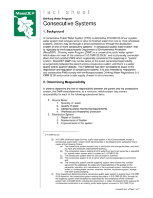 Fillable Online mass Consecutive Water Systems Fact Sheet - MassGov ...