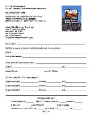 Fillable Online scottsdaleaz AAR Sign Request Form - City of Scottsdale ...