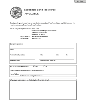 Fillable Online scottsdaleaz Scottsdale Bond Task Force APPLICATION ...