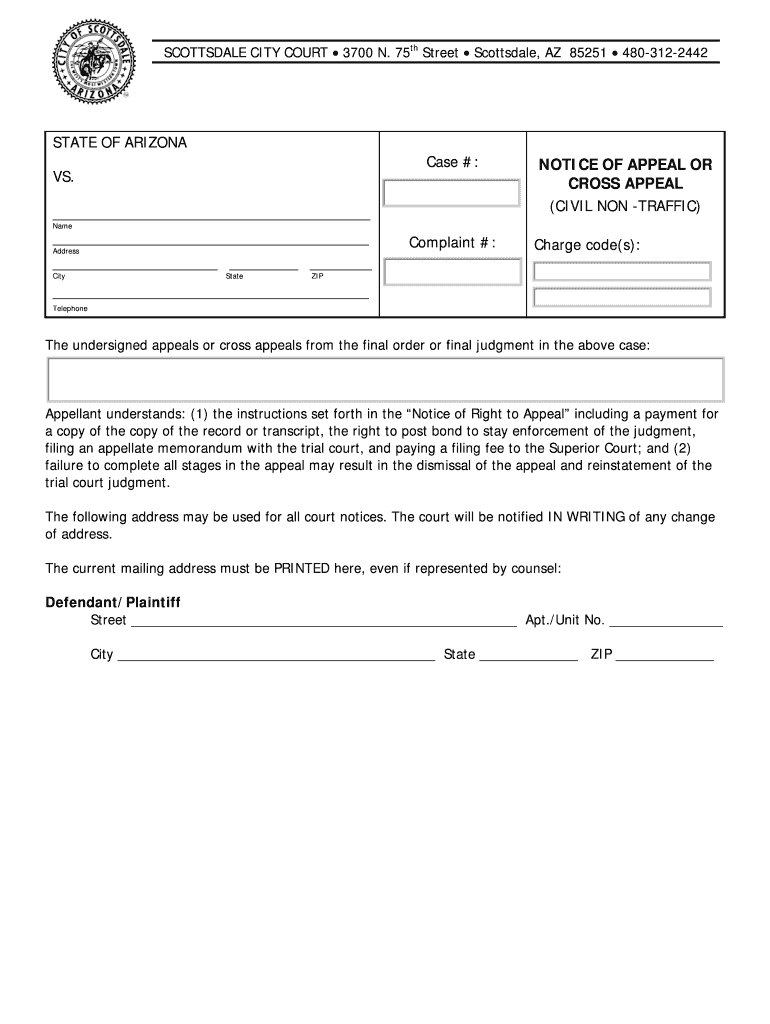 Fillable Online scottsdaleaz Instructions for filing civil non-traffic ...