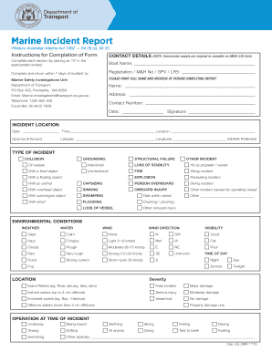 Fillable Online transport wa gov Marine Incident Report. Marine ...