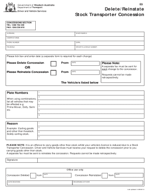 Fillable Online transport wa gov Delete/Reinstate Stock Transporter ...