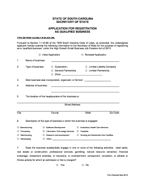 Fillable Online sos sc Application for Registration as a Qualified ...