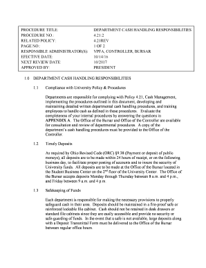 Fillable Online DEPARTMENT CASH HANDLING RESPONSIBILITIES Fax Email ...