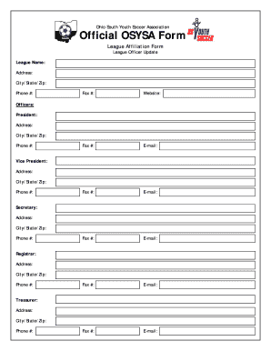 Fillable Online Official OSYSA Form - Ohio South Youth Soccer ...