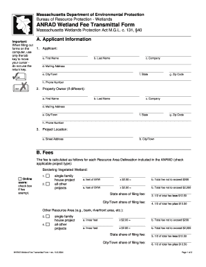 Fillable Online townofmiddleton ANRAD Wetland Fee Transmittal Form - Town of Middleton ...