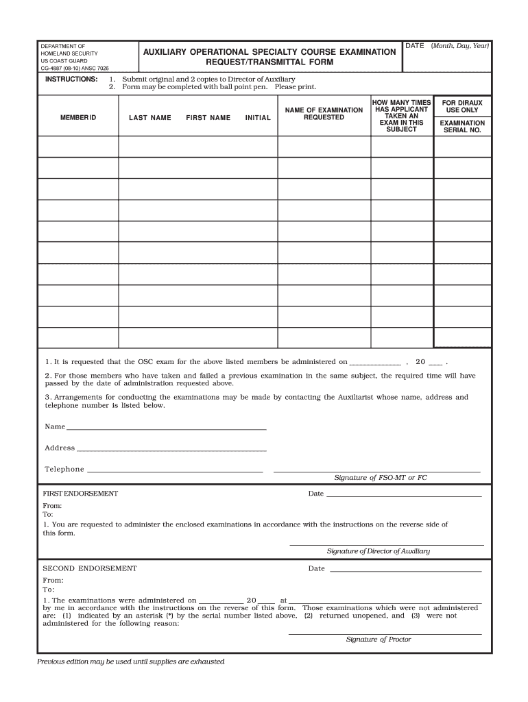 Fillable Online cgaux Auxiliary operational specialty course ...