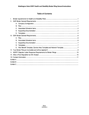 Fillable Online insurance wa SERFF Binder General Filing Instructions ...
