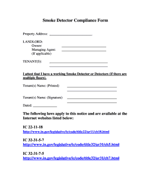 Fillable Online in Smoke Detector Compliance Form - in Fax Email Print ...