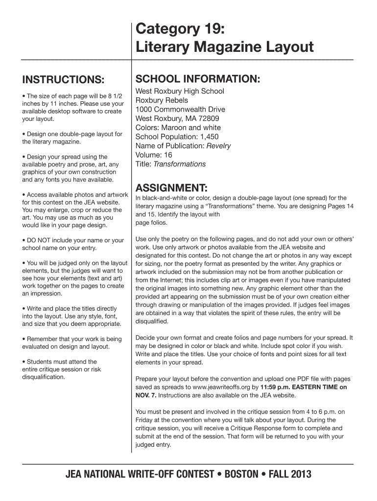 Fillable Online Literary Magazine Layout Fax Email Print - pdfFiller