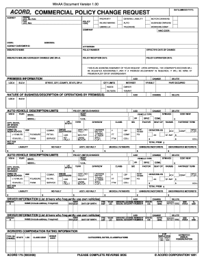 Fillable Online Commercial Policy Change Request 175 V02 Fax Email ...