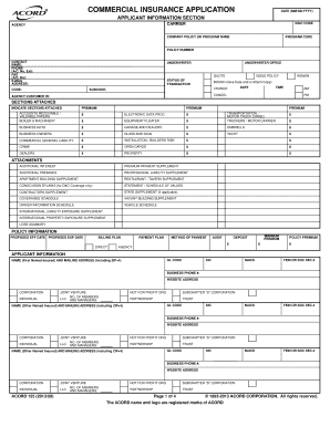 Fillable Online COMMERCIAL INSURANCE APPLICATION - Douglas & Greer, Inc ...