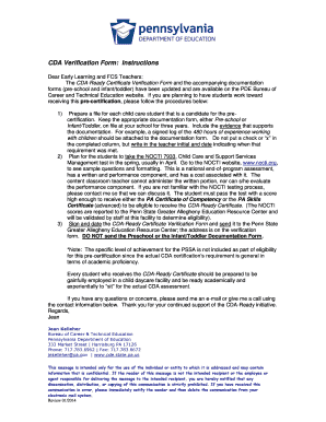 Fillable Online portal state pa CDA Verification Form: Instructions ...