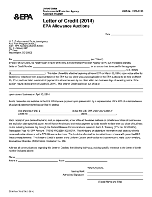 Fillable Online epa EPA Letter of Credit form - Environmental ...