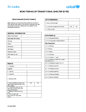 Fillable Online cccmphilippines iom Template assessment form for camps ...