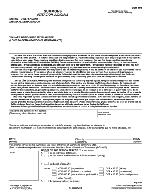 Fillable Online alpine courts ca SUM-100 SUMMONS Fax Email Print ...