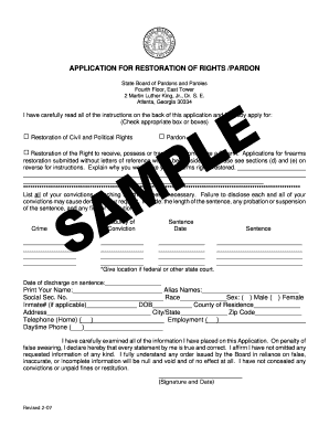 Fillable Online Georgia Pardon Application Fax Email Print - pdfFiller