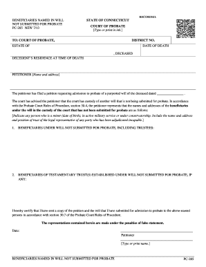 Fillable Online Reset Form BENEFICIARIES NAMED IN WILL NOT SUBMITTED ...