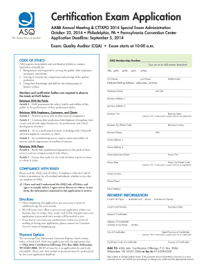 Fillable Online asq Certification Exam Application Fax Email Print ...