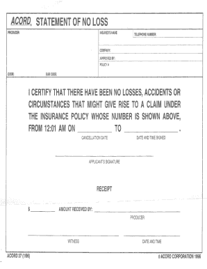 Fillable Online OF NO LOSS Fax Email Print - pdfFiller