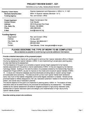 Fillable Online rco wa Project review sheet - Washington State ...