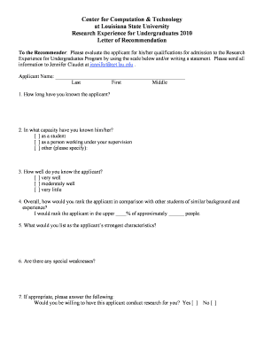 Fillable Online reu cct lsu at Louisiana State University Fax Email ...