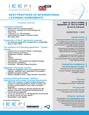 Fillable Online oepm BEST PRACTICES OF INTERNATIONAL LICENSING AGREEMENTS - oepm Fax Email Print ...