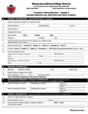Fillable Online hwdsb on WDHS Grade 9 registration - Hamilton-Wentworth ...