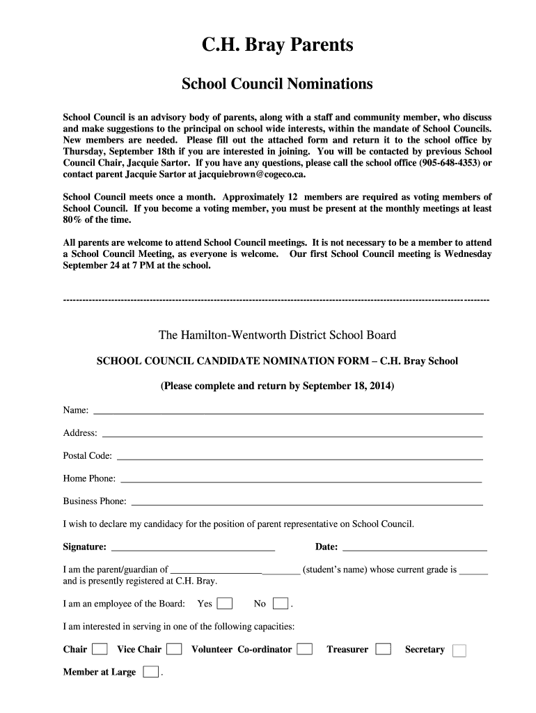 Fillable Online hwdsb on Bray Parents - hwdsb on Fax Email Print ...