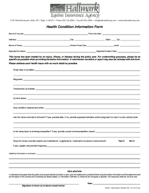 Fillable Online Health Condition Information Form Fax Email Print ...