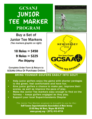 Fillable Online gcsanj Junior Tee Marker Flyer and Order Form. - Golf ...