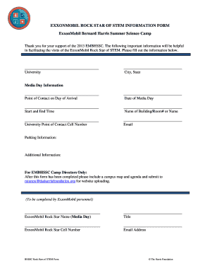 Fillable Online theharrisfoundation ExxonMobil Rock Star of STEM ...