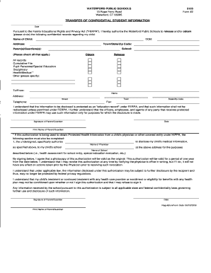 Fillable Online Student Records Release Form - Waterford Public Schools ...